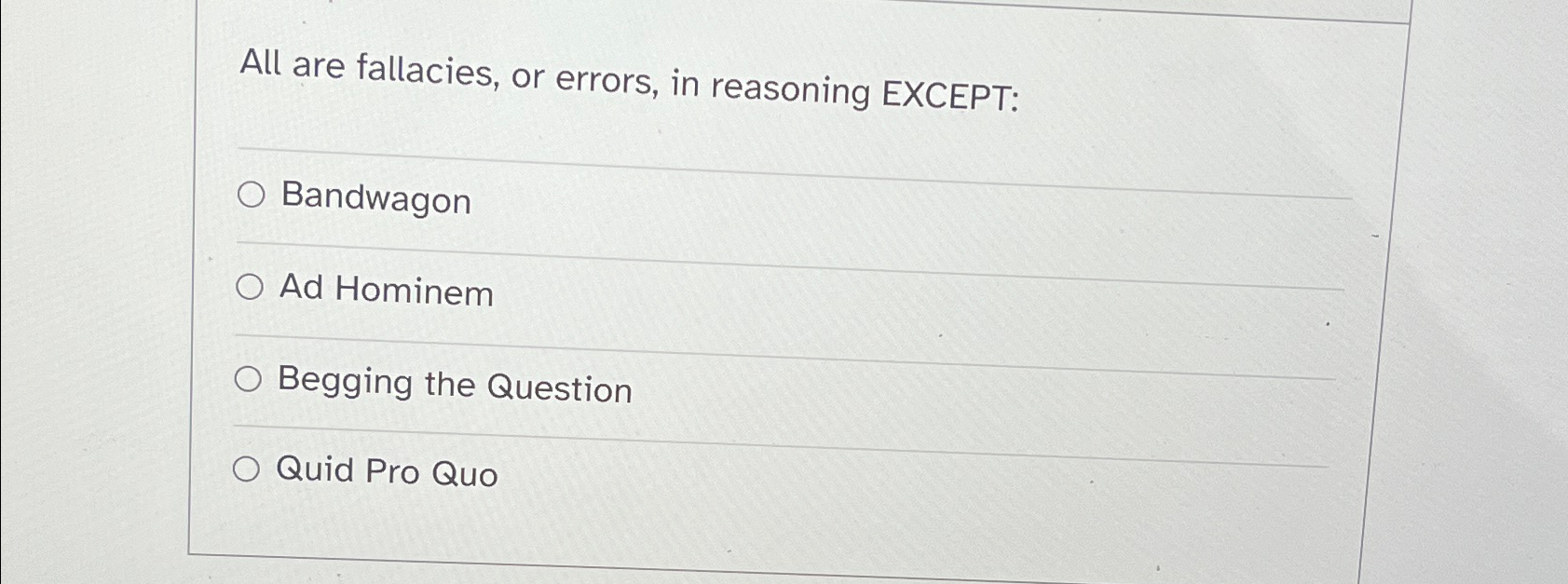 Solved All are fallacies, or errors, in reasoning | Chegg.com