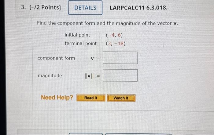 Solved Find the component form and the magnitude of the | Chegg.com