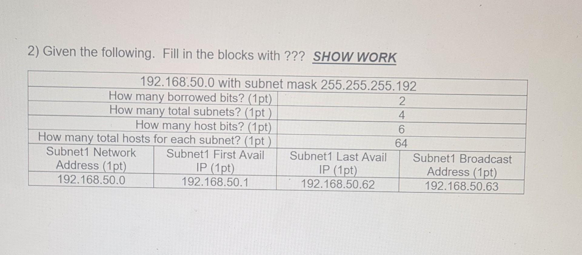 Solved 2) Given the following. Fill in the blocks with ??? | Chegg.com