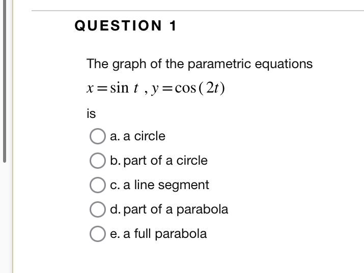 Solved QUESTION 1The graph of the parametric | Chegg.com