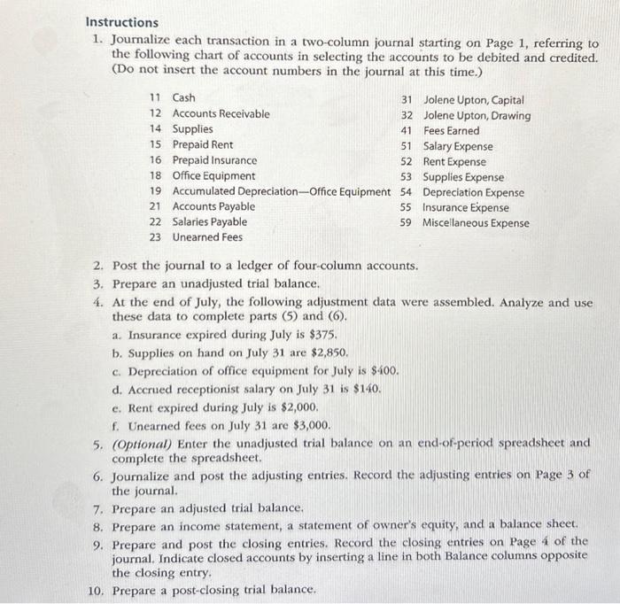 Solved Instructions 1. For each account listed in the trial | Chegg.com