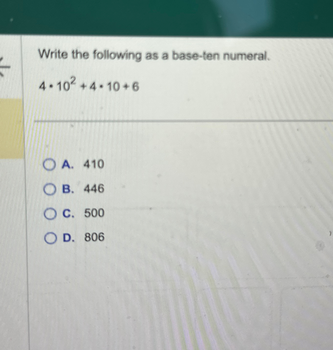Solved Write the following as a base-ten | Chegg.com