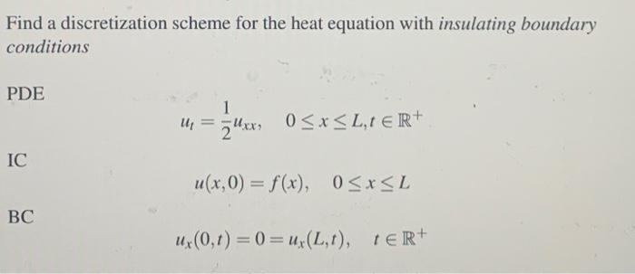 Solved Find a discretization scheme for the heat equation | Chegg.com