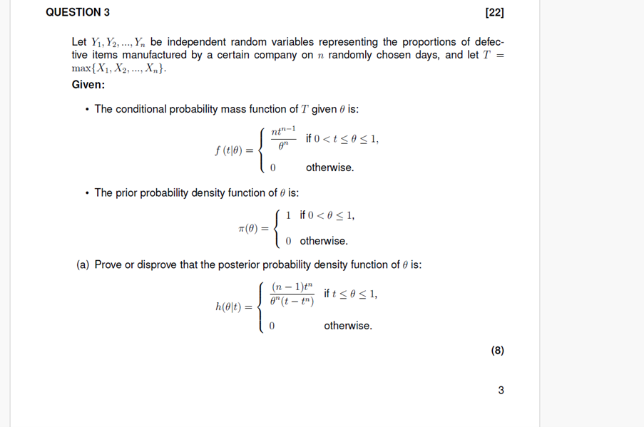 Solved QUESTION 3Let Y1,Y2,dots,Yn ﻿be independent random | Chegg.com