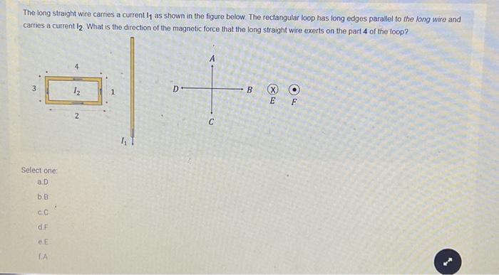 Solved The long straight wire carries a current l1 as shown | Chegg.com