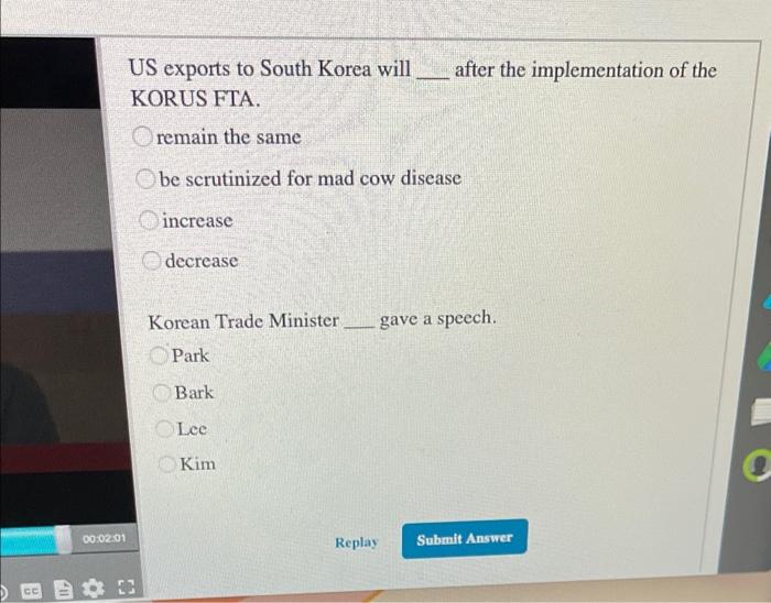 Solved US exports to South Korea will after the | Chegg.com
