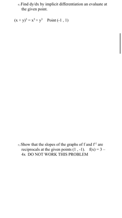 Solved +, Find dy/dx by implicit differentiation an evaluate | Chegg.com