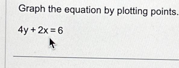 Solved Graph the equation by plotting points.4y+2x=6 | Chegg.com
