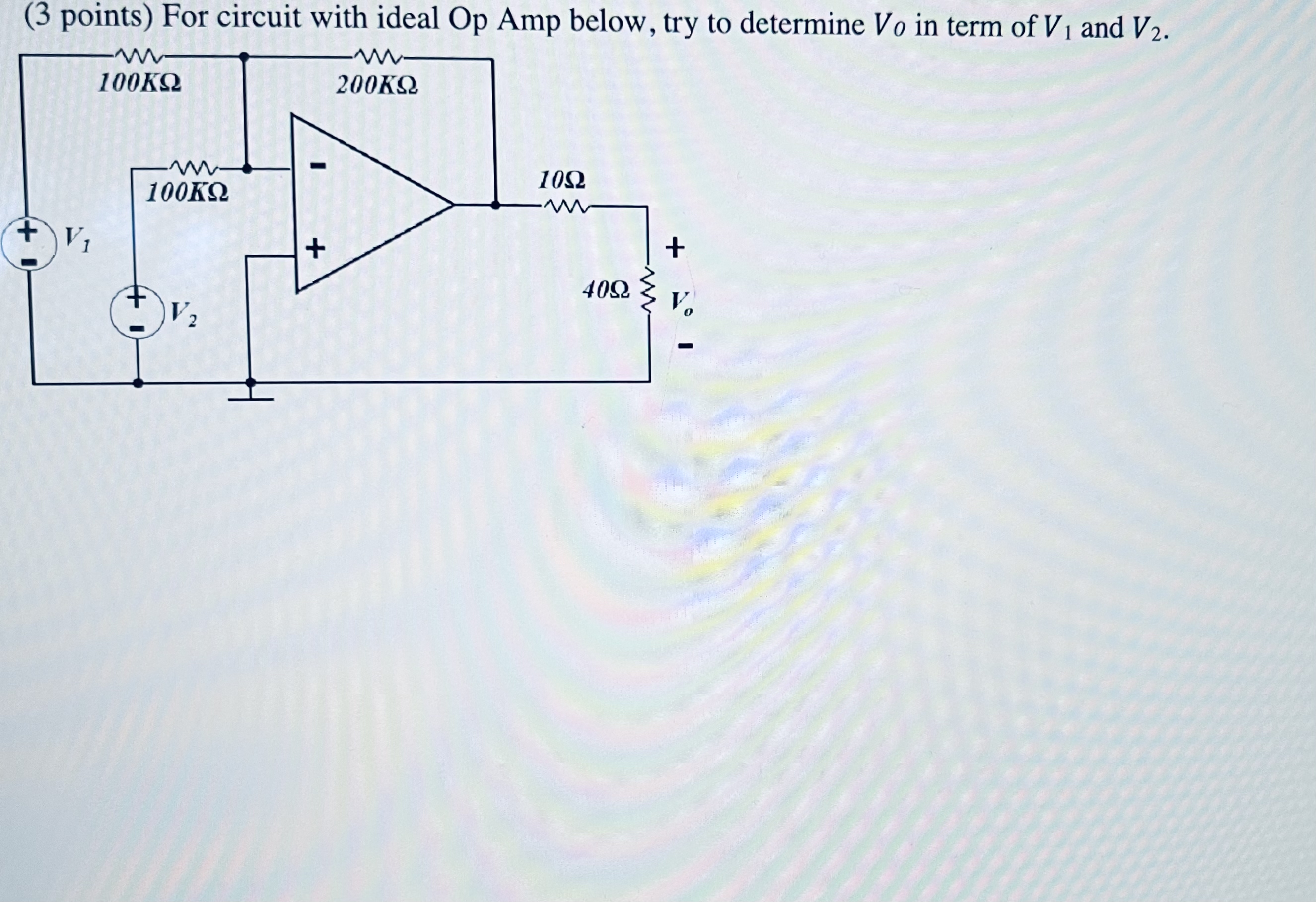 Solved ( 3 ﻿points) ﻿For circuit with ideal Op Amp below, | Chegg.com