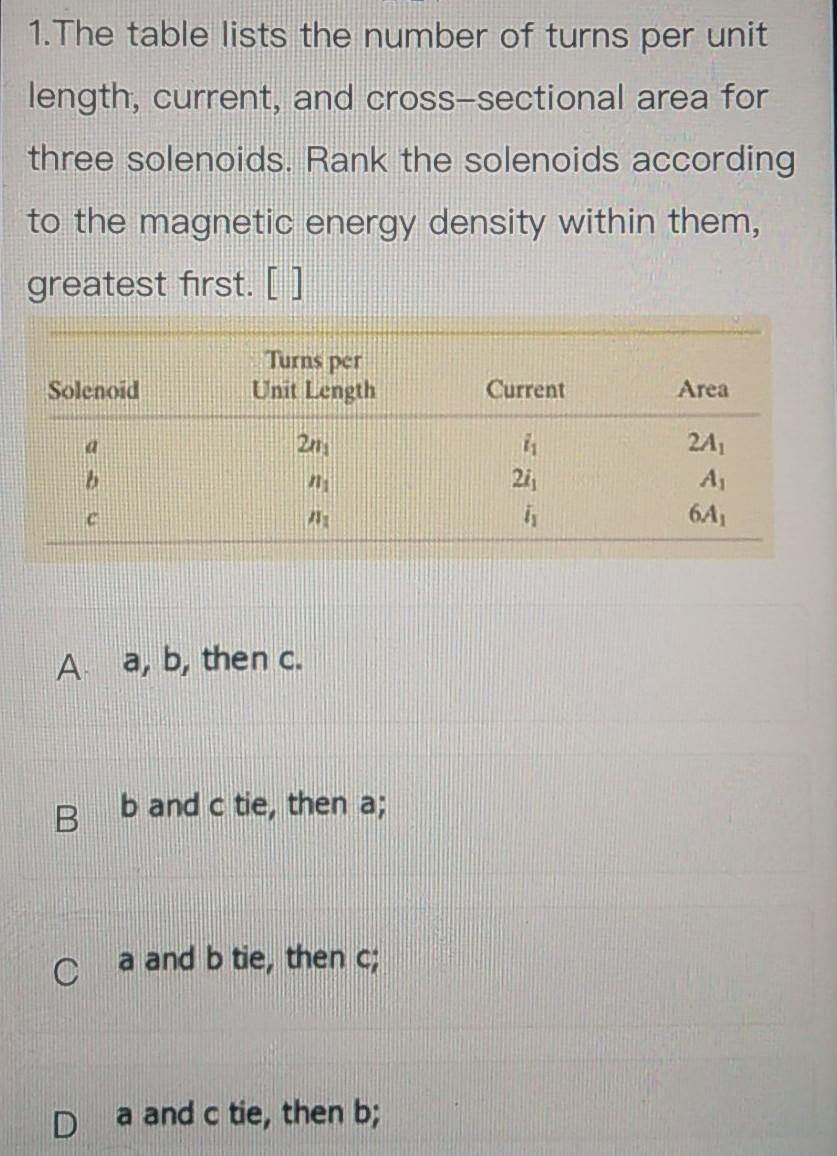 Solved 1. The table lists the number of turns per unit | Chegg.com