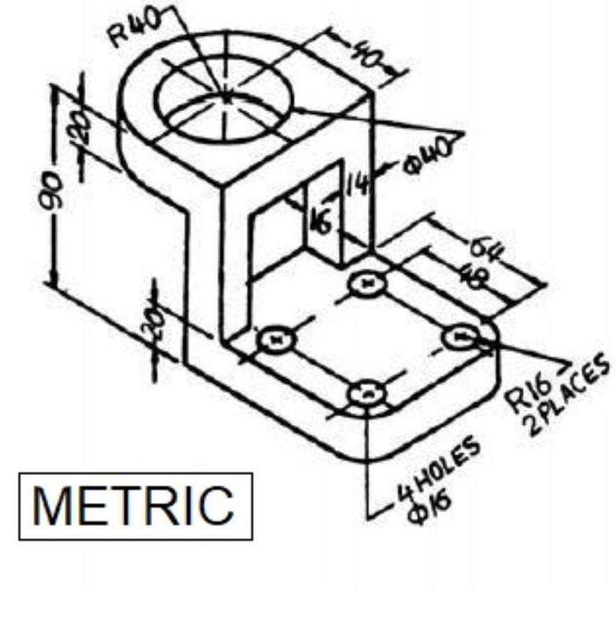 Solved Please draw metric 3D using engineering tools + | Chegg.com