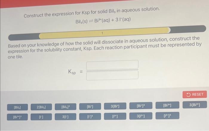 Solved ure tifConstruct the expression for Ksp for solid | Chegg.com