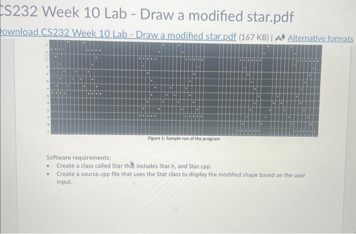 Solved S232 Week 10 Lab - Draw a modified star.pdf ownload | Chegg.com
