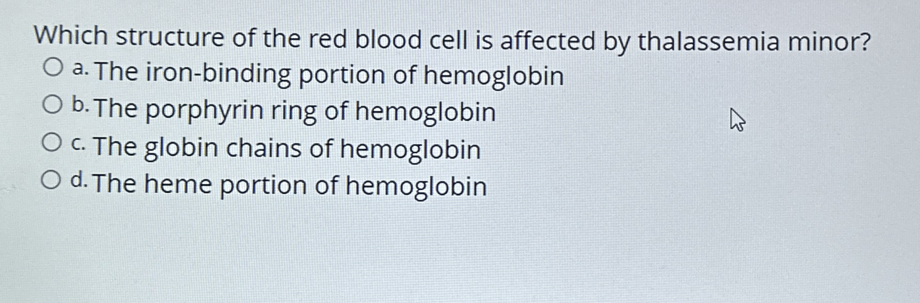 Solved Which structure of the red blood cell is affected by | Chegg.com