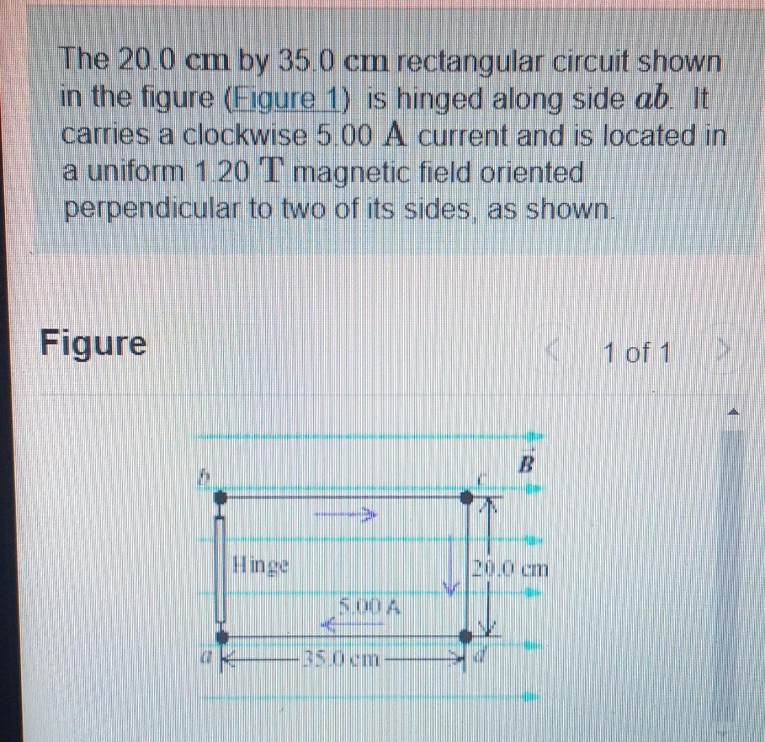 Solved The 20.0 cm by 35.0 cm rectangular circuit shown in | Chegg.com