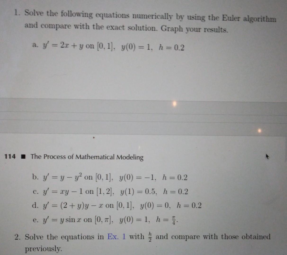 Solved 1. Solve the following equations numerically by using | Chegg.com
