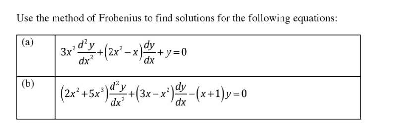 Solved Use the method of Frobenius to find solutions for the | Chegg.com