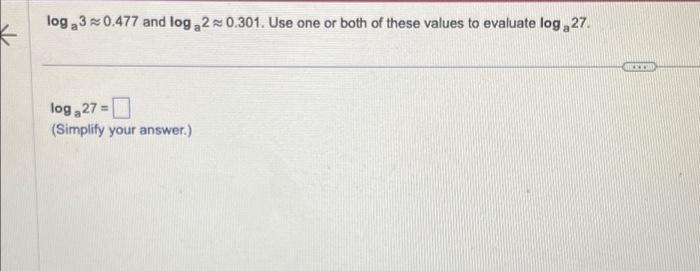 Solved log ,3 ≈ 0.477 and log2 0.301. Use one or both of | Chegg.com