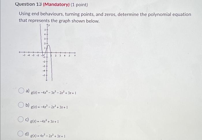 Solved Question 13 (Mandatory) (1 point) Using end | Chegg.com