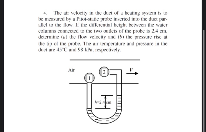 Solved 4. The air velocity in the duct of a heating system | Chegg.com