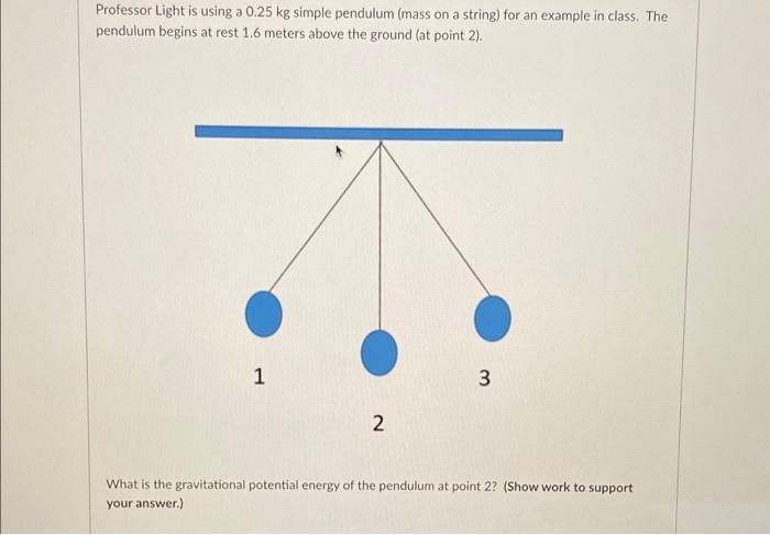 Solved Professor Light is using a 0.25 kg simple pendulum | Chegg.com