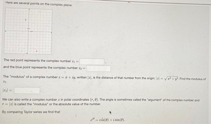 Here are several points on the complex plane: The red | Chegg.com