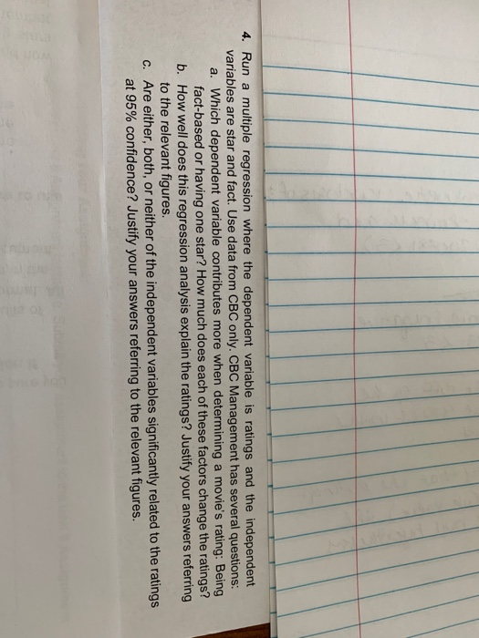 Solved 4. Run a multiple regression where the dependent | Chegg.com