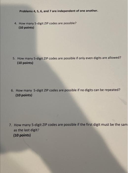Solved Problems 4,5,6, and 7 are independent of one another. | Chegg.com