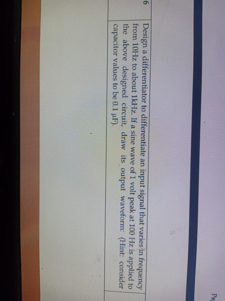 Solved Pa 6 Design a differentiator to differentiate an | Chegg.com