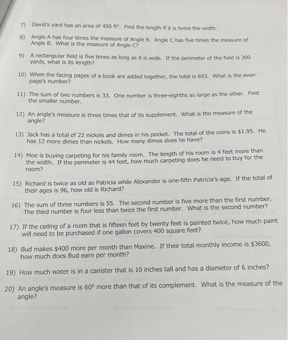 Solved Directions. Complete each problem. Show your work on | Chegg.com
