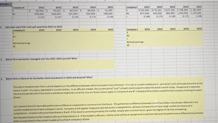 Solved P7-9 1. 2. 3. Company A X BV r X $ BV r Calculate | Chegg.com