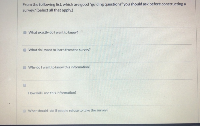 Solved From the following list, which are good "guiding | Chegg.com