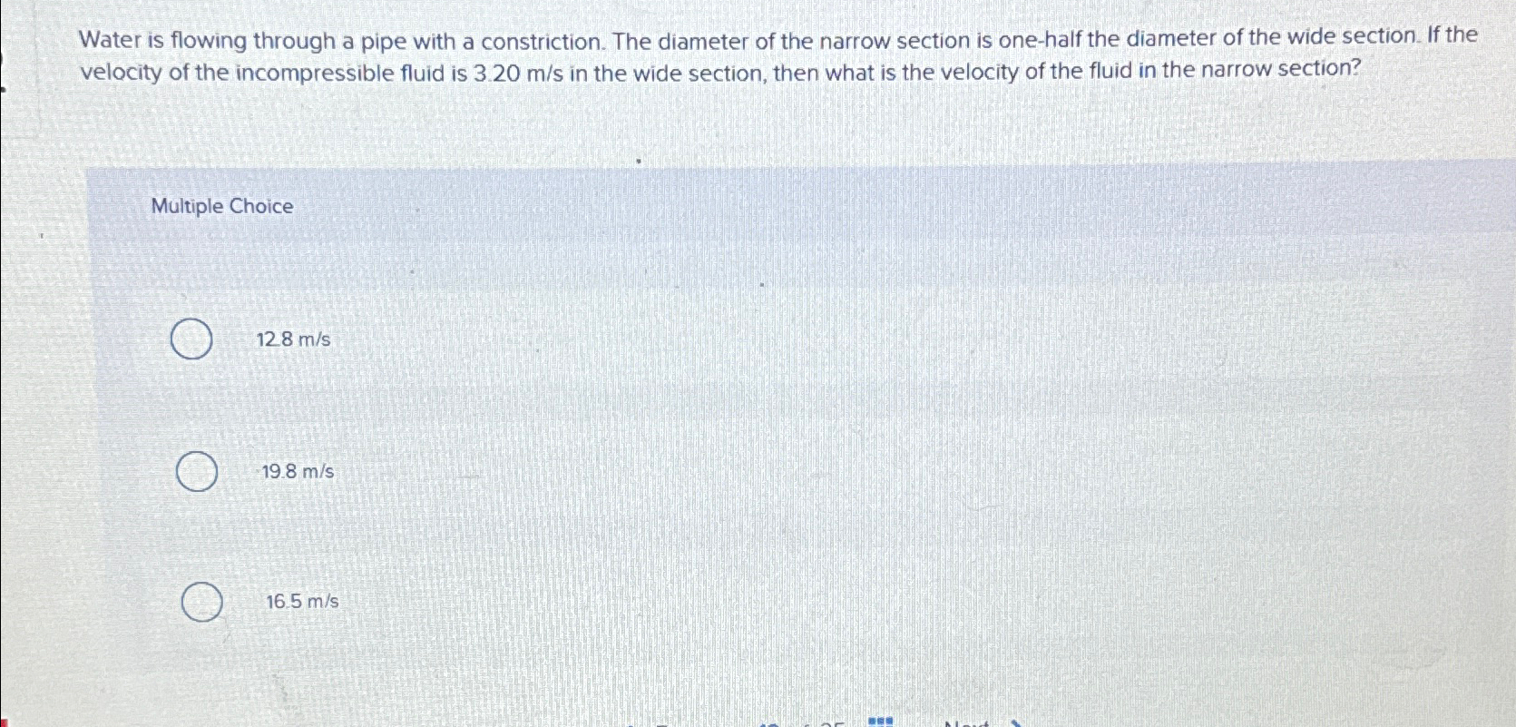 Solved Water is flowing through a pipe with a constriction. | Chegg.com
