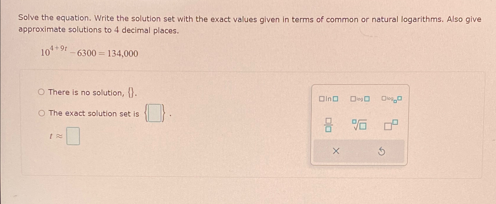 Solved Solve the equation. Write the solution set with the | Chegg.com