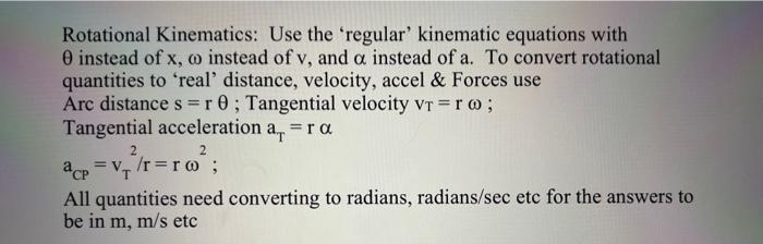 Solved Rotational Kinematics: Use the 'regular' kinematic | Chegg.com