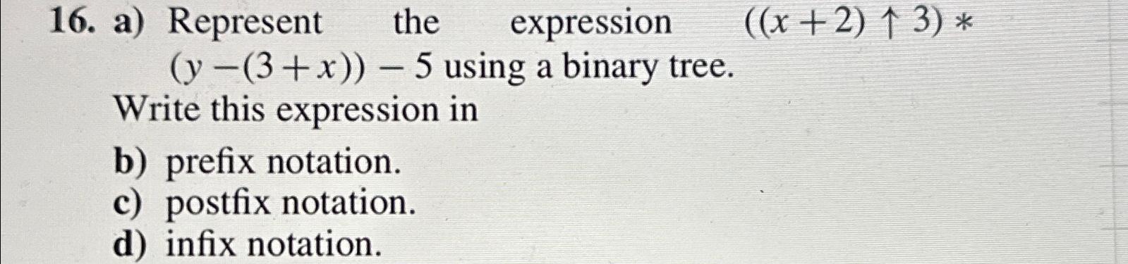 Solved a) ﻿Represent the expression | Chegg.com