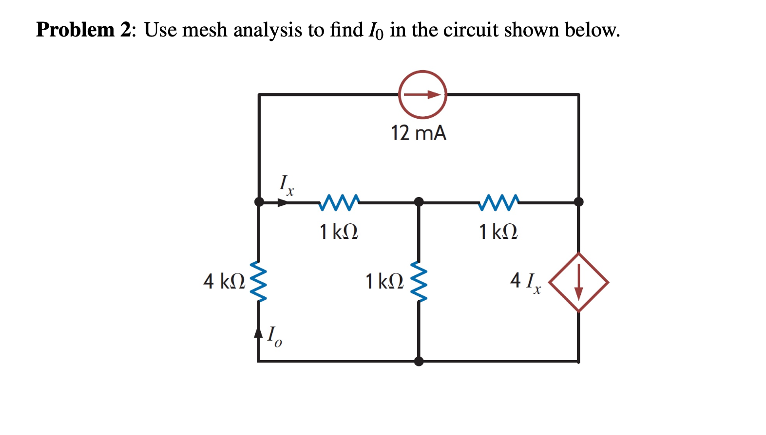 Solved Problem 2: Use mesh analysis to ﻿find I0 in ﻿the | Chegg.com