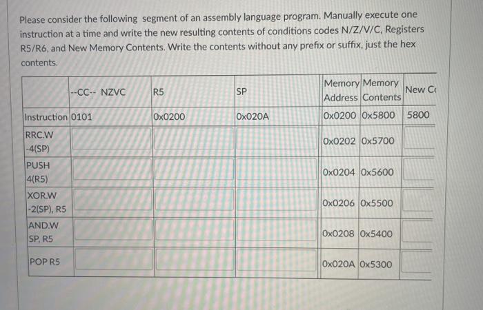 Please consider the following segment of an assembly | Chegg.com