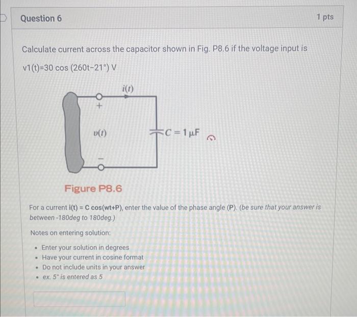 Solved Calculate the current across the capacitor shown in | Chegg.com