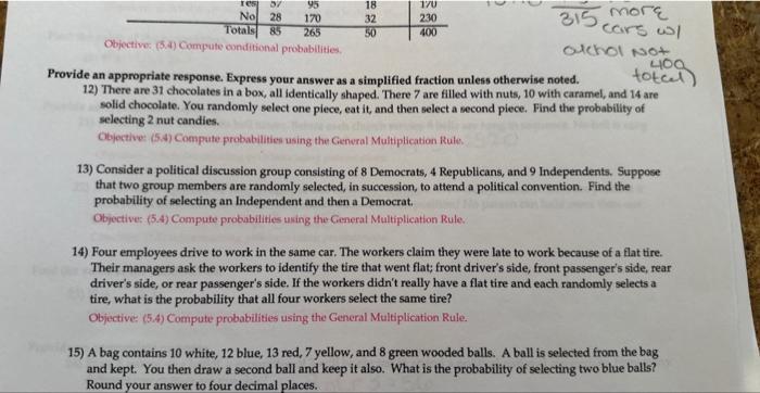 Solved Objective, (5.4) Compute ounditional probabilities. | Chegg.com