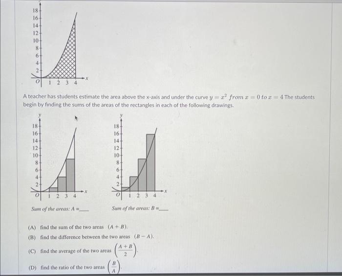Solved A teacher has students estimate the area above the | Chegg.com