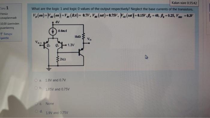 Solved Con1 What are the logic 1 and logic 0 values of the | Chegg.com
