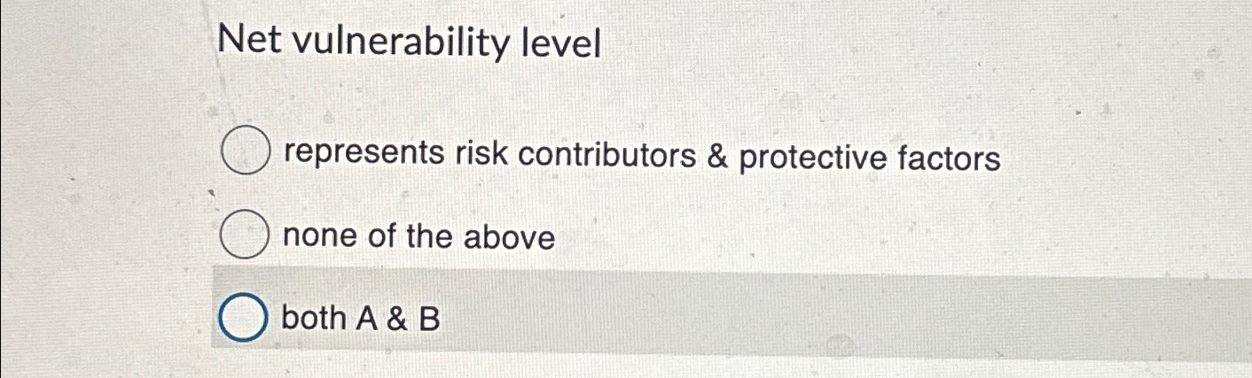 Solved Net vulnerability levelrepresents risk contributors & | Chegg.com