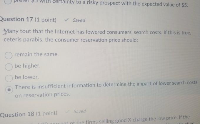 Solved Question 17 (1 ﻿point) ﻿SavedMany tout that the | Chegg.com