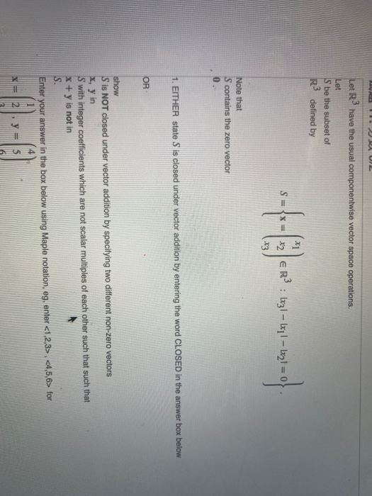 Solved ADA DIRA 2 Let R3 have the usual componentwise vector | Chegg.com