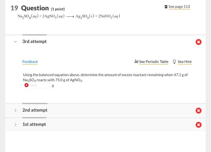 Solved Na2SO4(aq)+2AgNO3(aq) Ag2SO4(s)+2NaNO3(aq) 3rd | Chegg.com