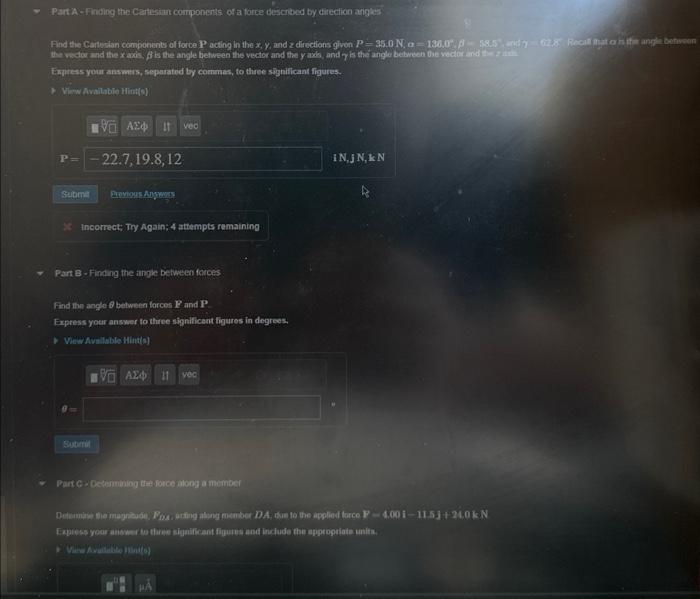 Solved Leaming Goal: To use the dot product to find the | Chegg.com