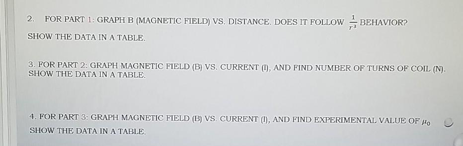 2. FOR PART 1: GRAPH B (MAGNETIC FIELD) VS. DISTANCE. | Chegg.com