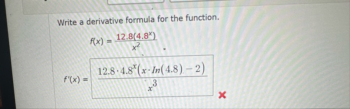 Write a derivative formula for the | Chegg.com