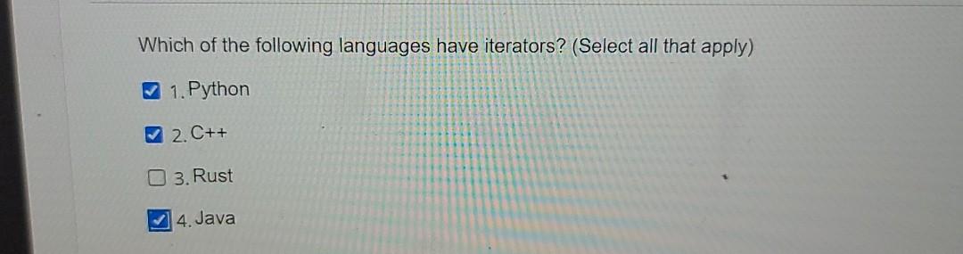 Solved Which Of The Following Languages Have Iterators 